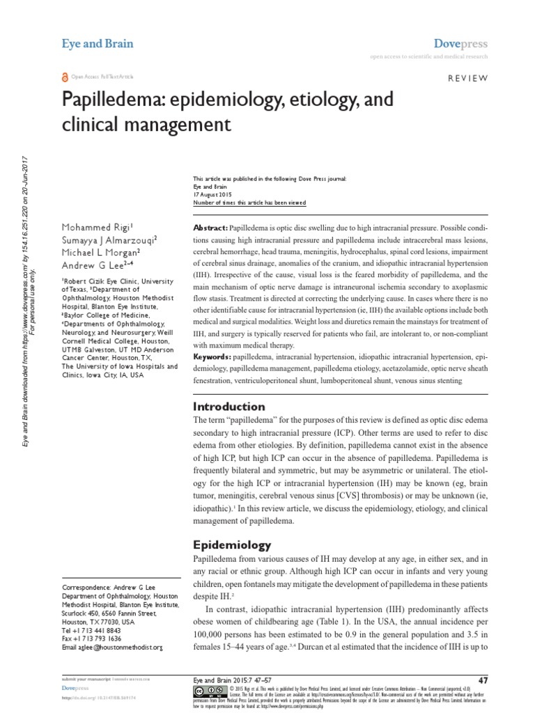Papilledema Epidemiology Etiology and Clinical Man | PDF ...
