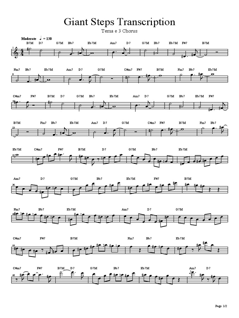 Giant Steps Transcription: H H H H L L L L H H H H L L L L L | PDF