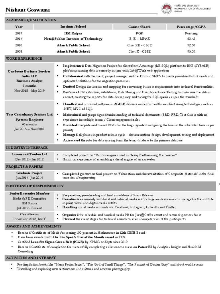 19PGP197 - Nishant Goswami - CV | PDF | Sql | Databases