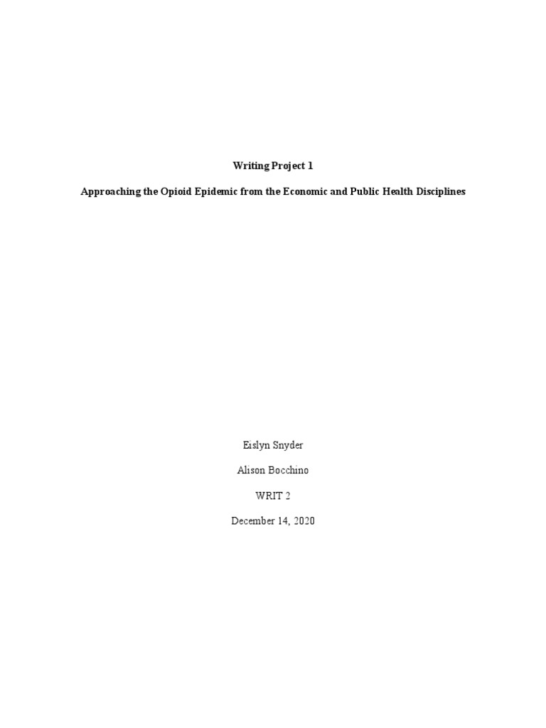 Eislyn Snyder - wp1 Revised | PDF | Opioid | Opium