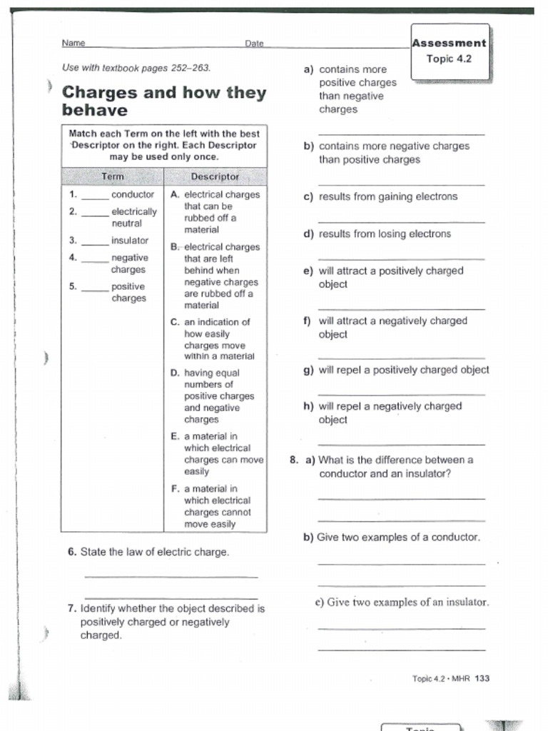 Conduction Induction Worksheets | PDF