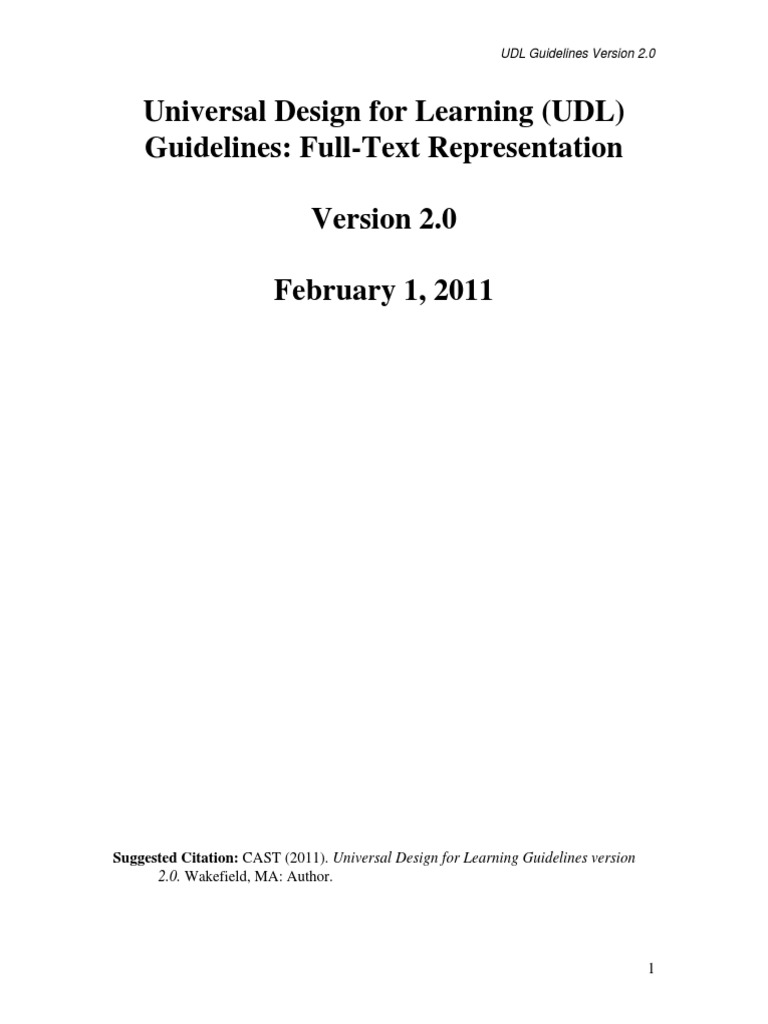 Universal Design For Learning (UDL) Guidelines: Full-Text ...