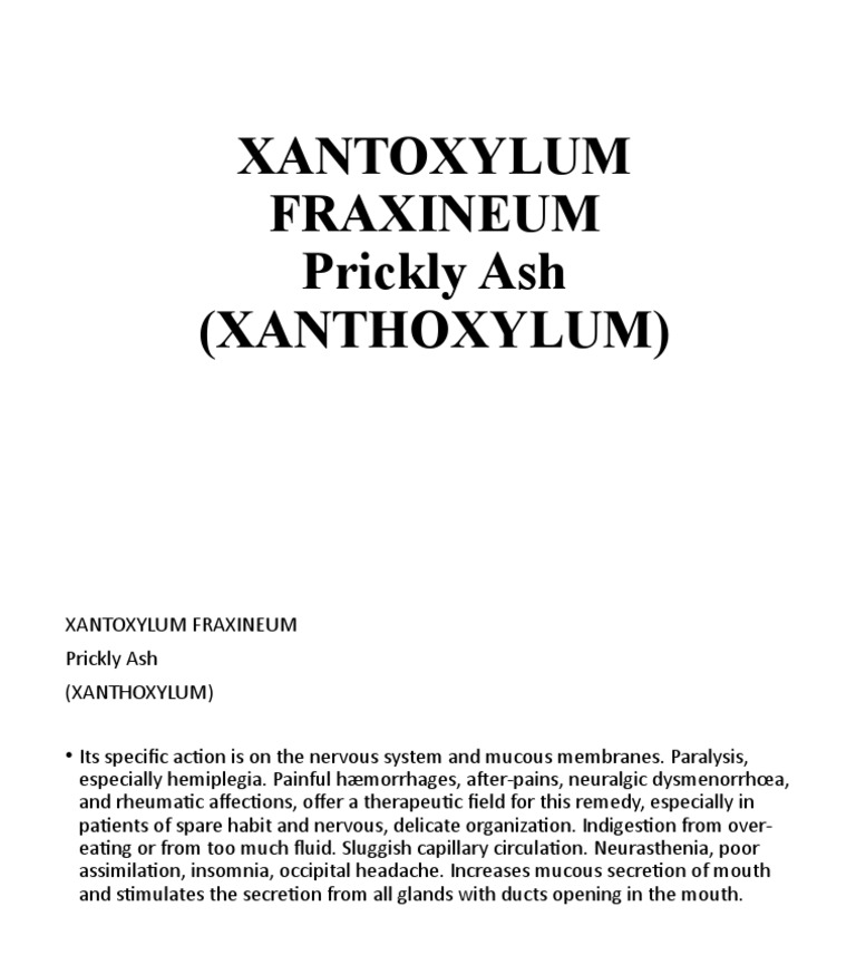 Xantoxylum Fraxineum Prickly Ash (Xanthoxylum) | PDF