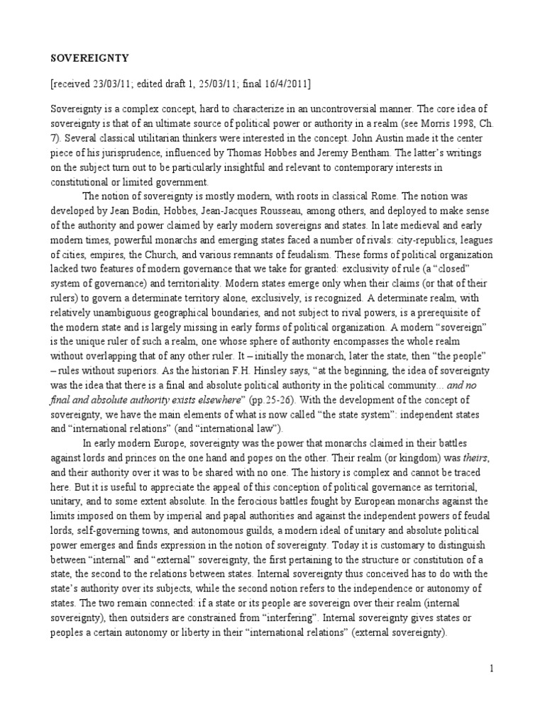 Morris C Sovereignty Encyclopedia of | PDF | Sovereignty | Sovereign State
