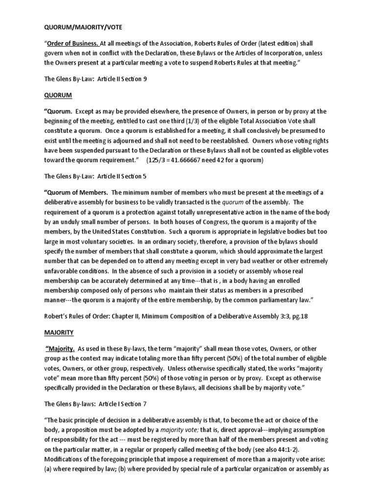 Quorum Majority Vote | PDF | Quorum | Proxy Voting