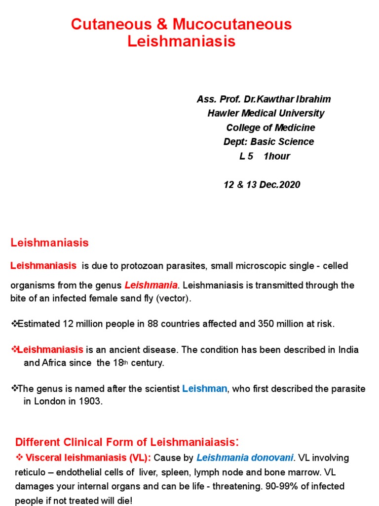 Cutaneous & Mucocutaneous Leishmaniasis | PDF | Leishmania | Medical ...
