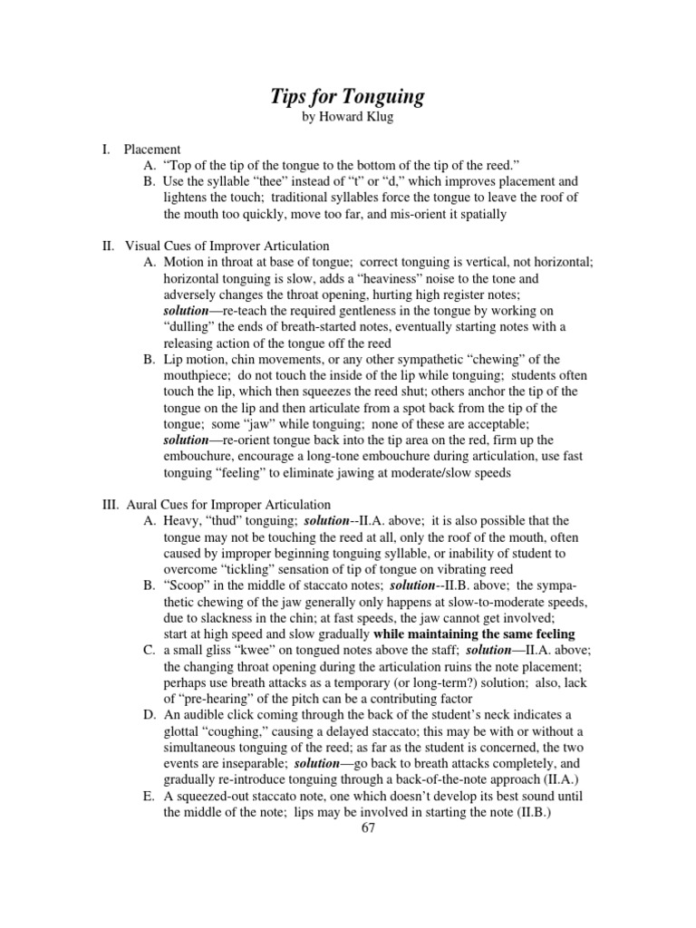 Tips For Tonguing: "Dulling" The Ends of Breath-Started Notes ...