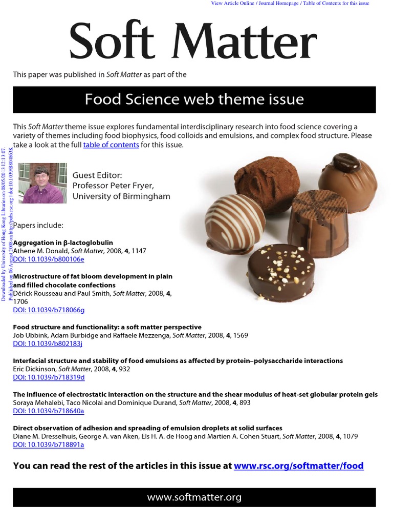 Food Science Web Theme Issue: Guest Editor: Professor Peter Fryer ...