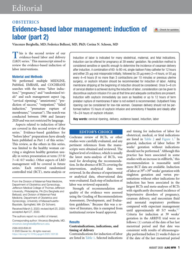 Evidence-Based Induction of Labor | PDF | Childbirth | Caesarean Section