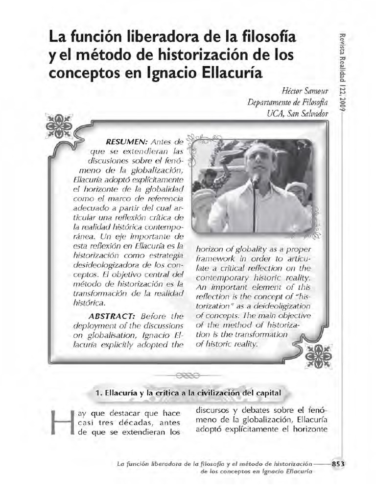Función Liberadora de La Filosofía y El Método de Historización ...