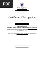 Certificate of Recognition and participation-SLAC | PDF | Educational ...