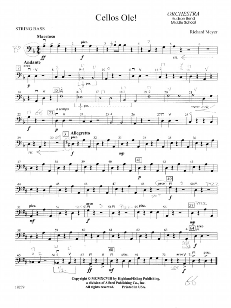 Cellos Ole Cello and Bass Parts | PDF