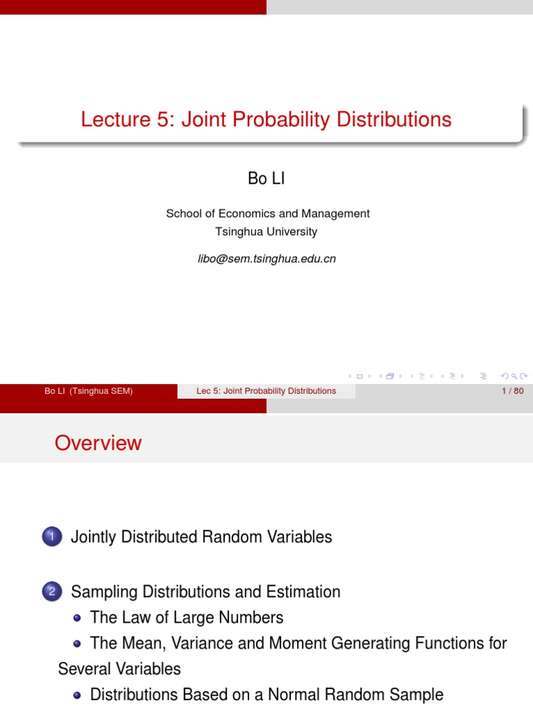 Lecture 5: Joint Probability Distributions: Bo Li | PDF | Mean Squared ...