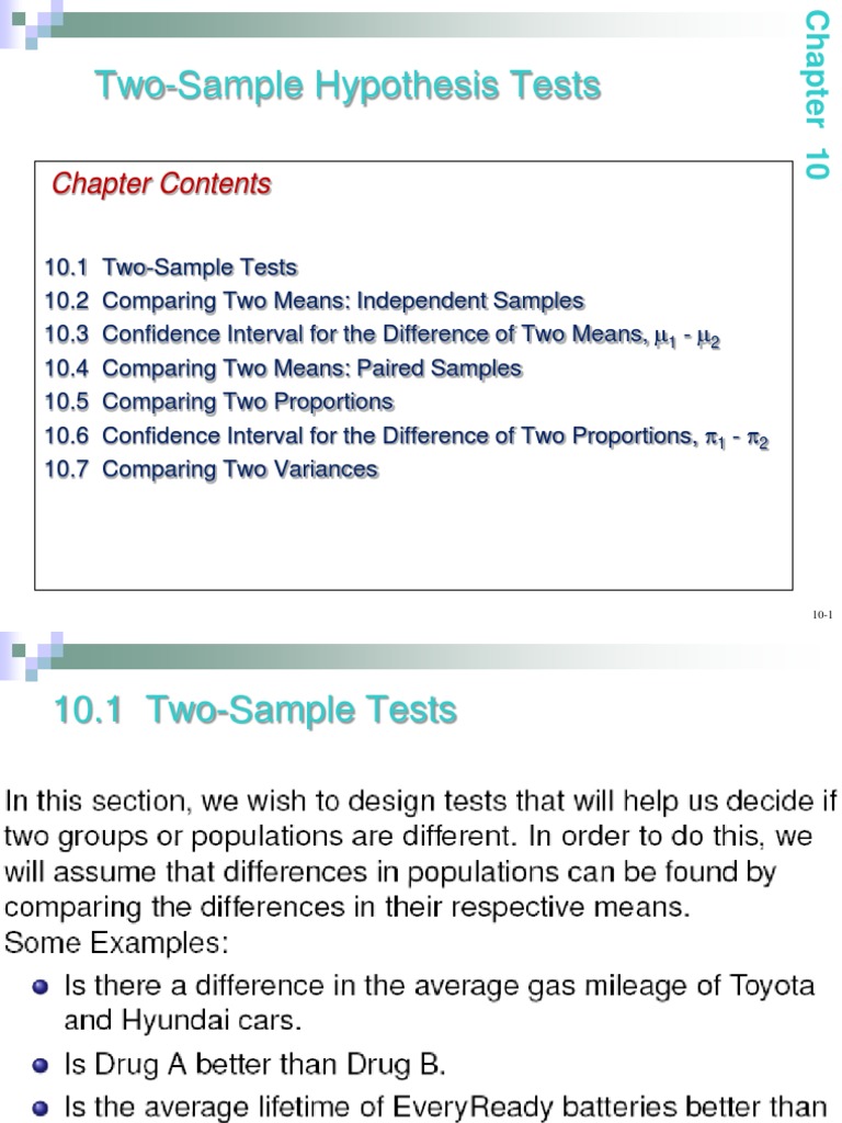Notes10 Two-Sample Tests | PDF | Resampling (Statistics) | Student's T Test