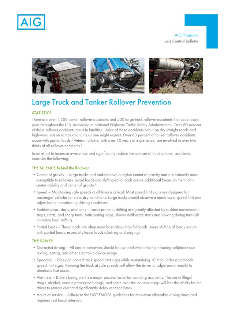 Large Truck and Tanker Rollover Prevention: Statistics | PDF | Traffic ...