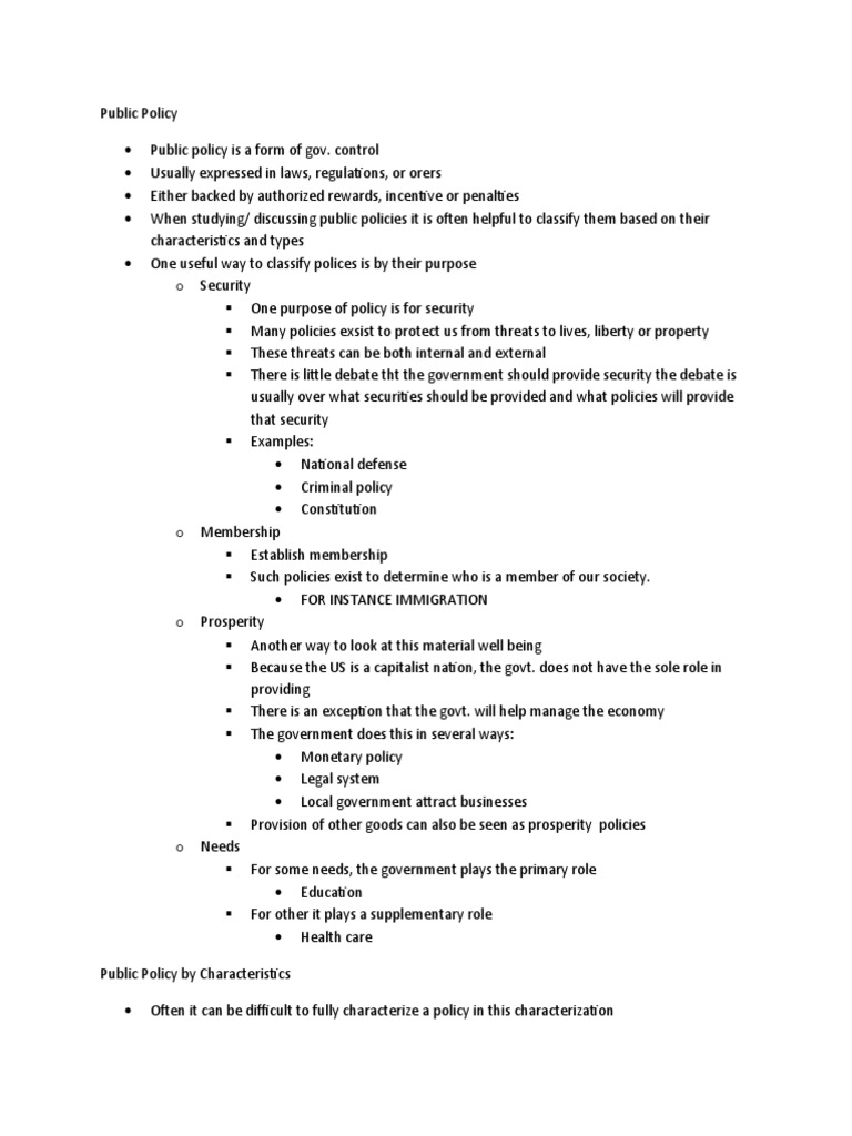 Overview of Public Policy Types | PDF