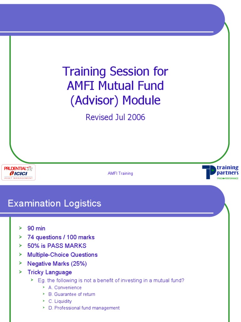 Training Session For AMFI Mutual Fund (Advisor) Module | PDF | Business ...
