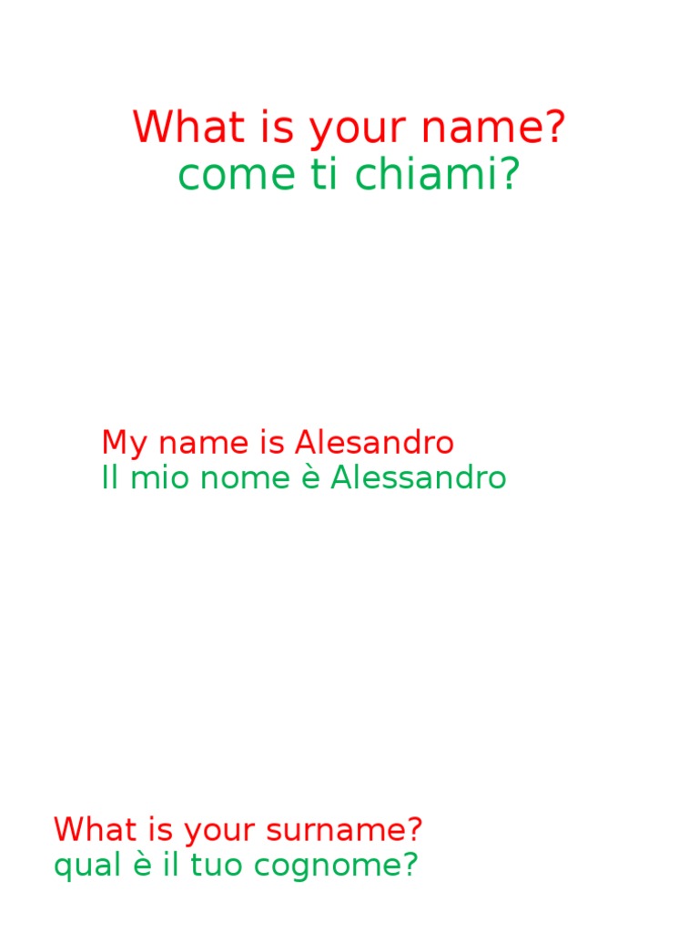 What Is Your Name?: Come Ti Chiami? | PDF