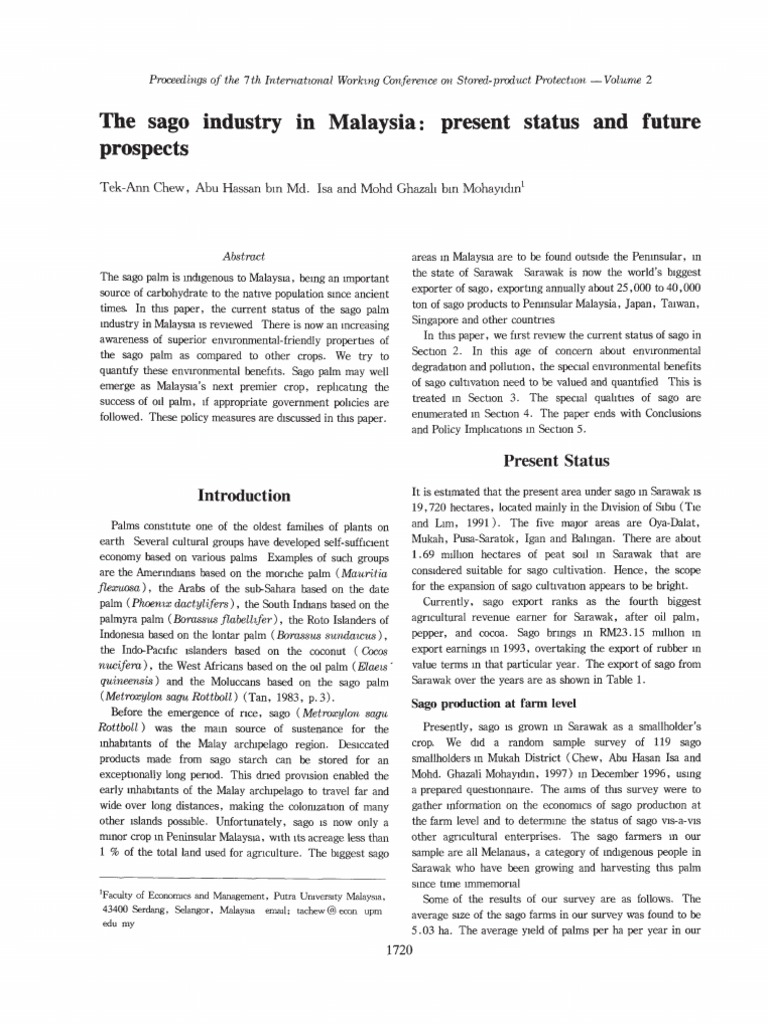 The Sago Industry in Malaysia: Present Status and Future Prospects ...