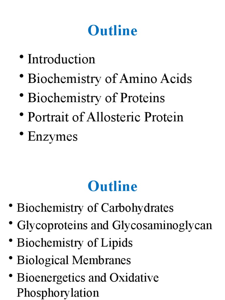 Outline: - Biochemistry of Amino Acids - Biochemistry of Proteins ...