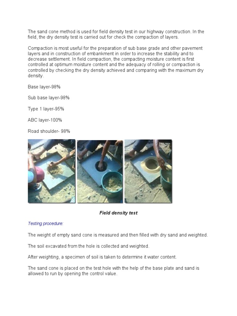 Field Density Test | PDF | Density | Nature