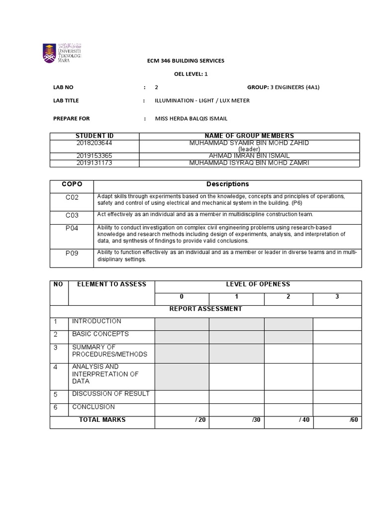 Illumination Test Report for Lux Levels | PDF | Laboratories | Lighting
