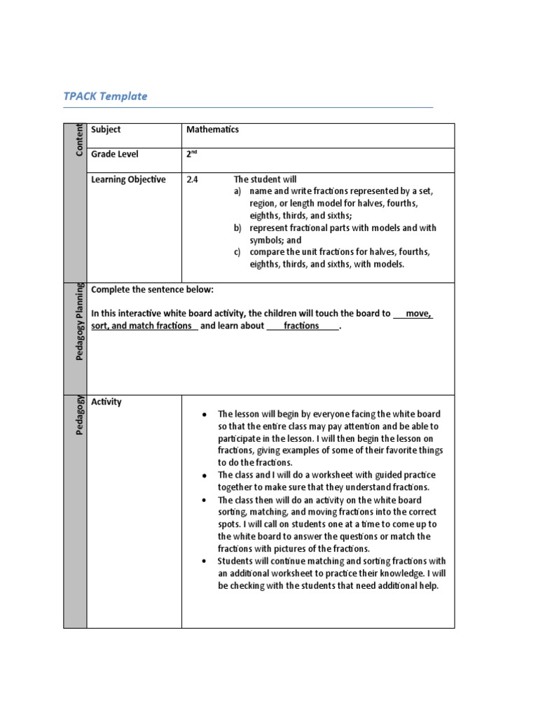 Tpack Template Iwb Summer20 1 1 | PDF | Fraction (Mathematics ...