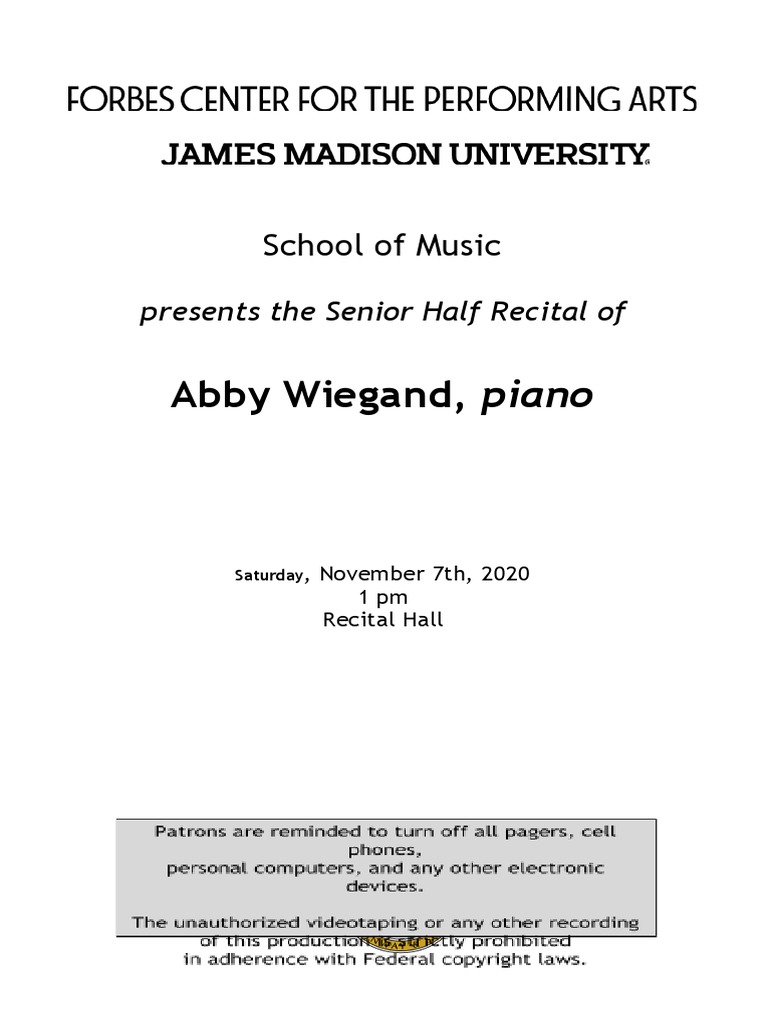 Recital Program Template - Wiegand | PDF | Musical Compositions ...