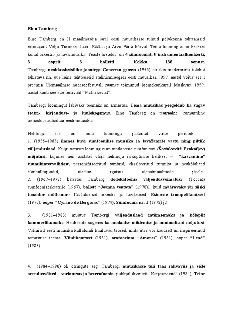 Eino Tamberg | PDF