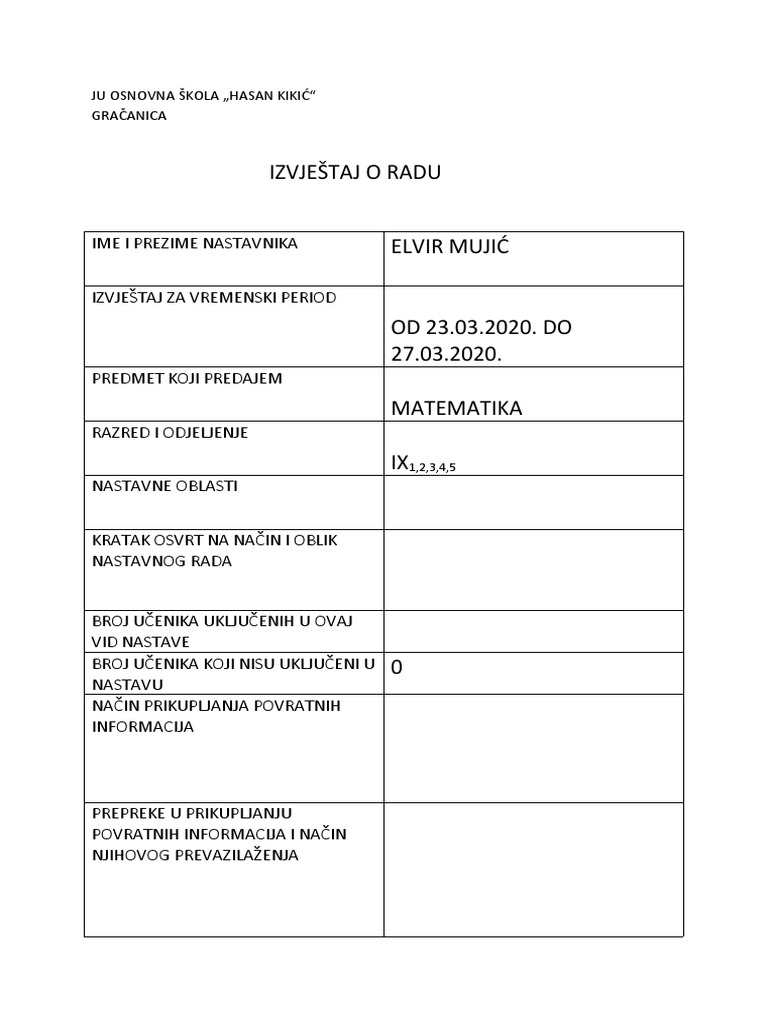 Obrazac Za Pracenje | PDF