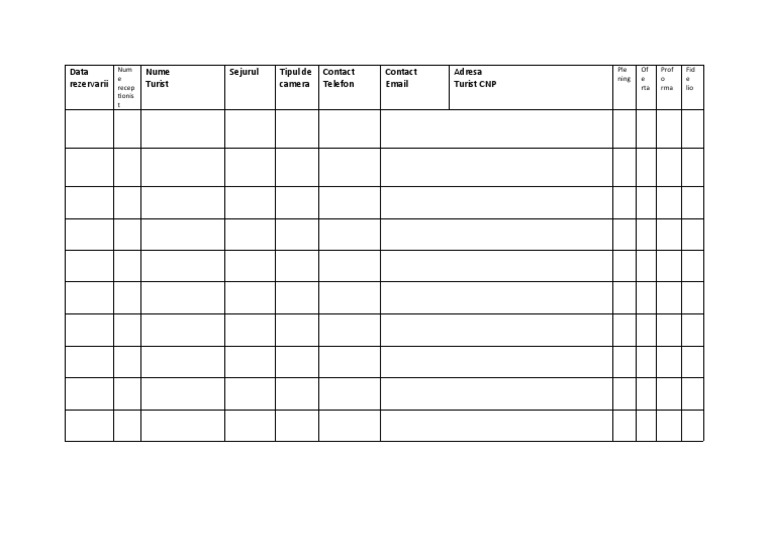 Tabel Rezervari | PDF