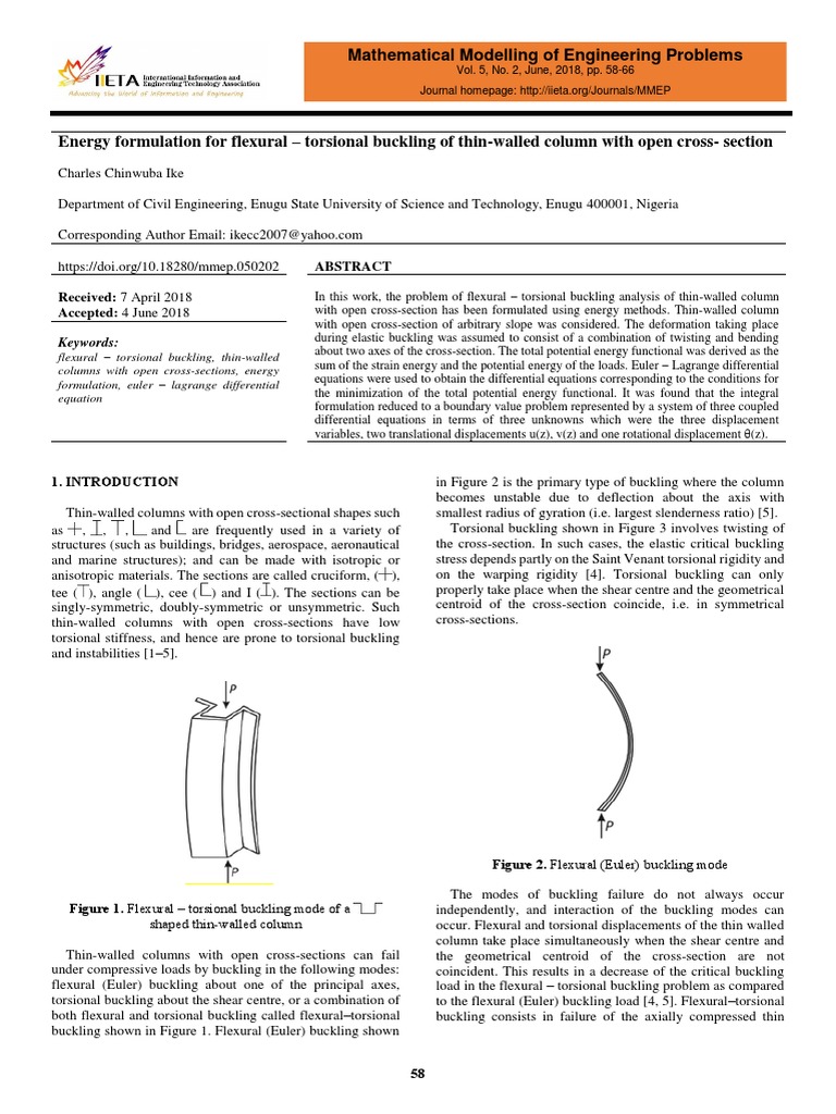 Mathematical Modelling of Engineering Problems: Received: 7 April 2018 ...