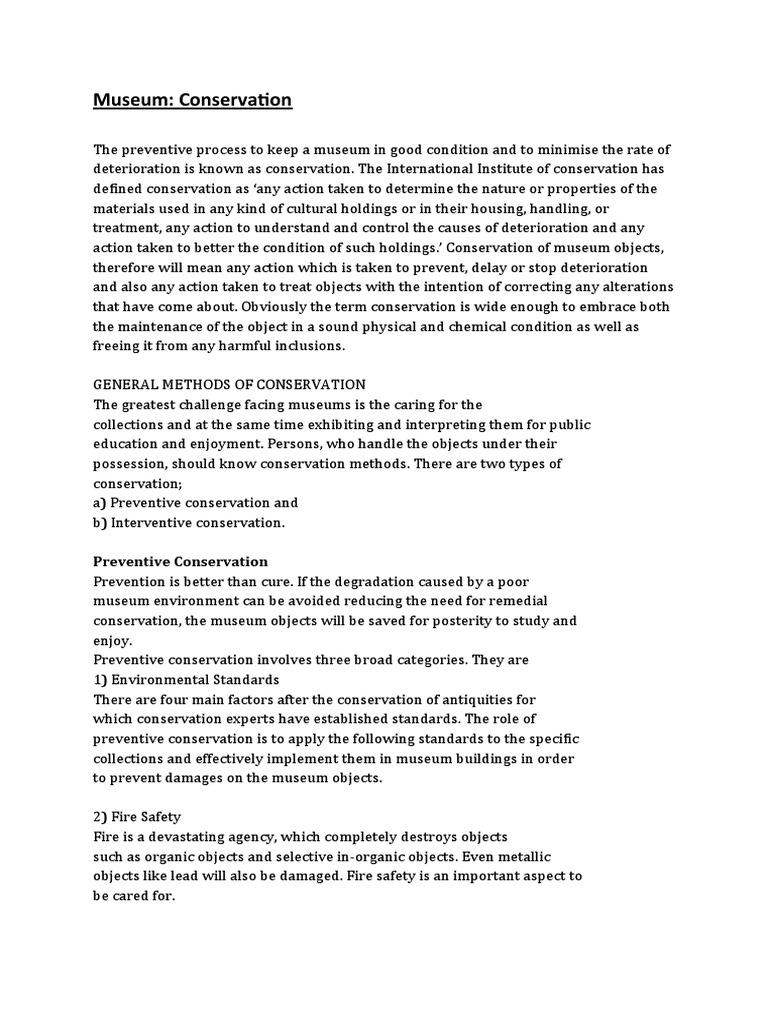 Museum Conservation | PDF | Collections Care | Museum