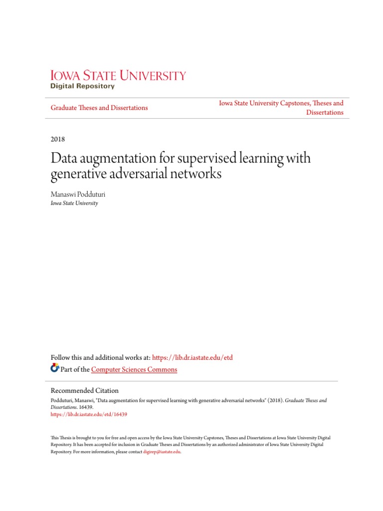Data Augmentation For Supervised Learning With Generative Adversa | PDF | Artificial Neural ...