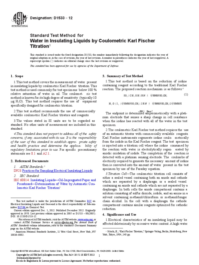 Astm d1533 | PDF | Syringe | Materials