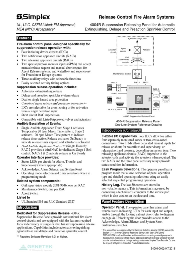 11 SIMPLEX 4004 LPG Panel | PDF | Fire Sprinkler System | Switch