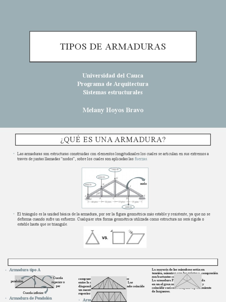 Tipos de Armaduras | PDF | Braguero | Ingeniería mecánica