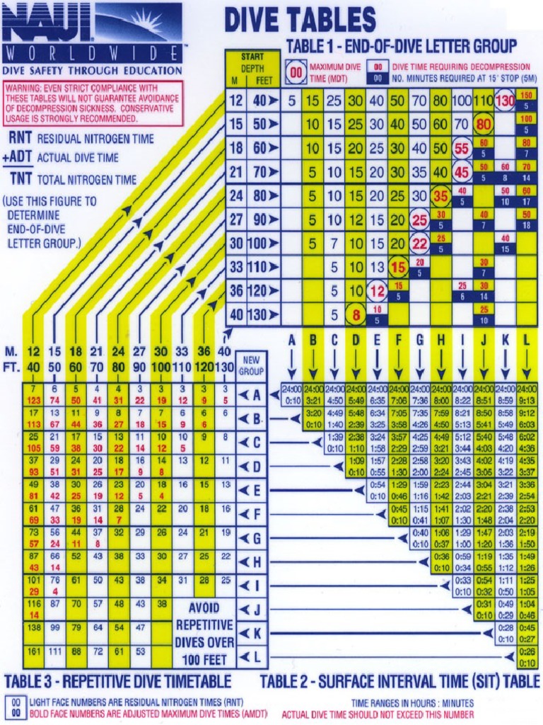 NAUI-Dive-Tables Air PDF | PDF