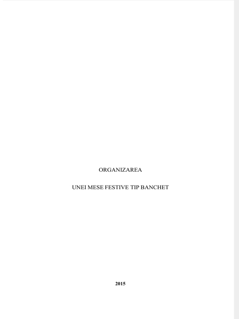 Organizarea Unei Mese Festive Tip Banchet | PDF
