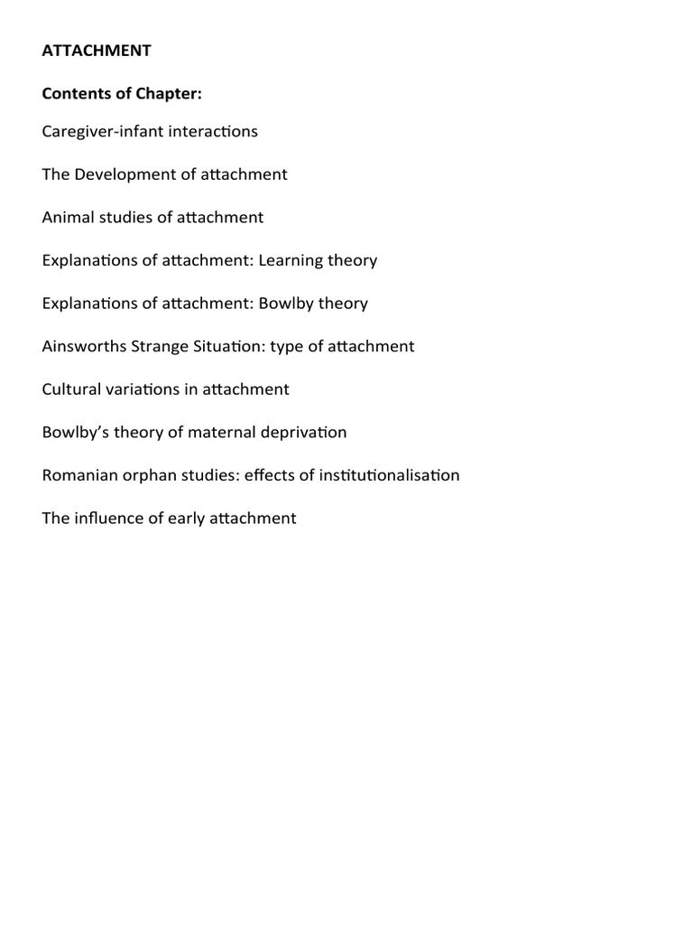 Attachment Contents of Chapter | Download Free PDF | Attachment Theory | Classical Conditioning