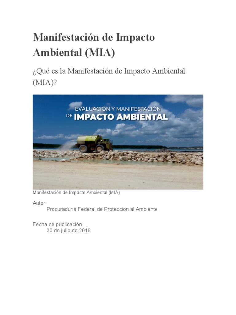 Manifestación de Impacto Ambiental, Articulo | PDF | Evaluación de ...