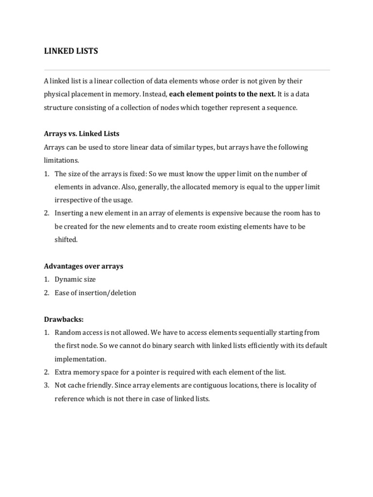 Arrays Vs Linked Lists Download Free Pdf Array Data Structure Pointer Computer Programming 8966