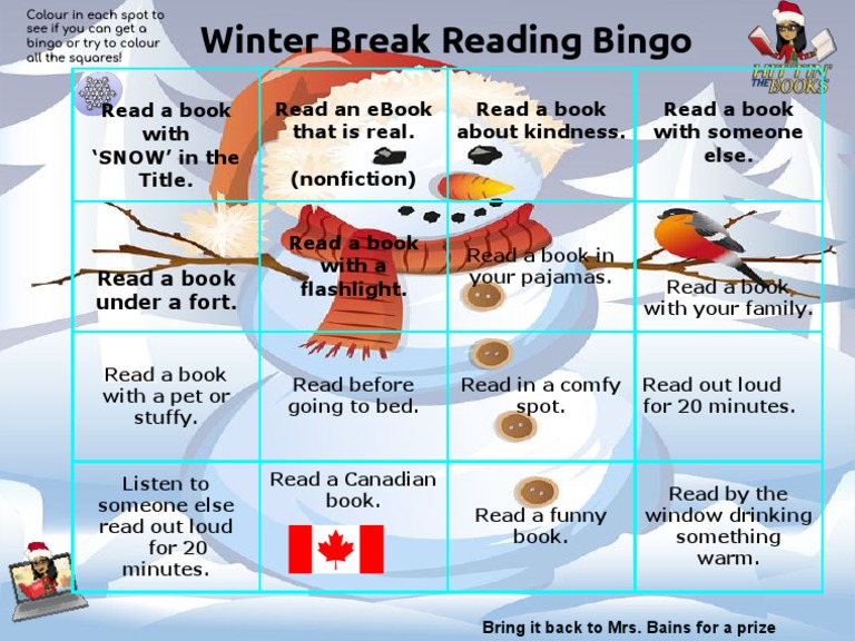 Winter Break Reading Bingo Challenge | PDF