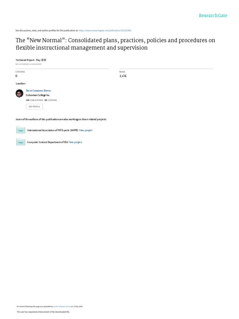 The "New Normal": Consolidated Plans, Practices, Policies and ...