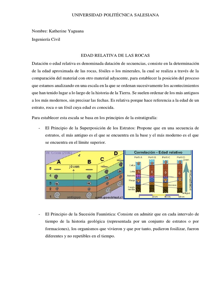 Edad Absoluta y Relativa de Las Rocas | PDF | Estrato | Roca (geología)