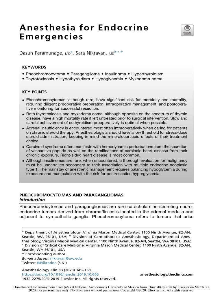 Anesthesia For Endocrine Emergencies (2020) | PDF | Hypothyroidism ...