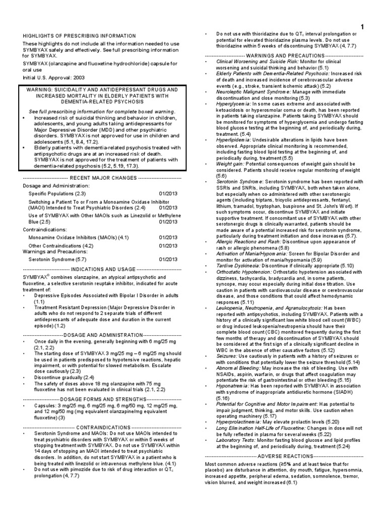 Symbyax | PDF | Major Depressive Disorder | Antidepressant