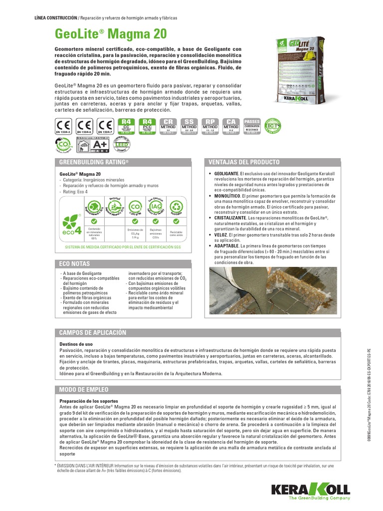 Geolite Magma 20 | PDF | Hormigón | Materiales