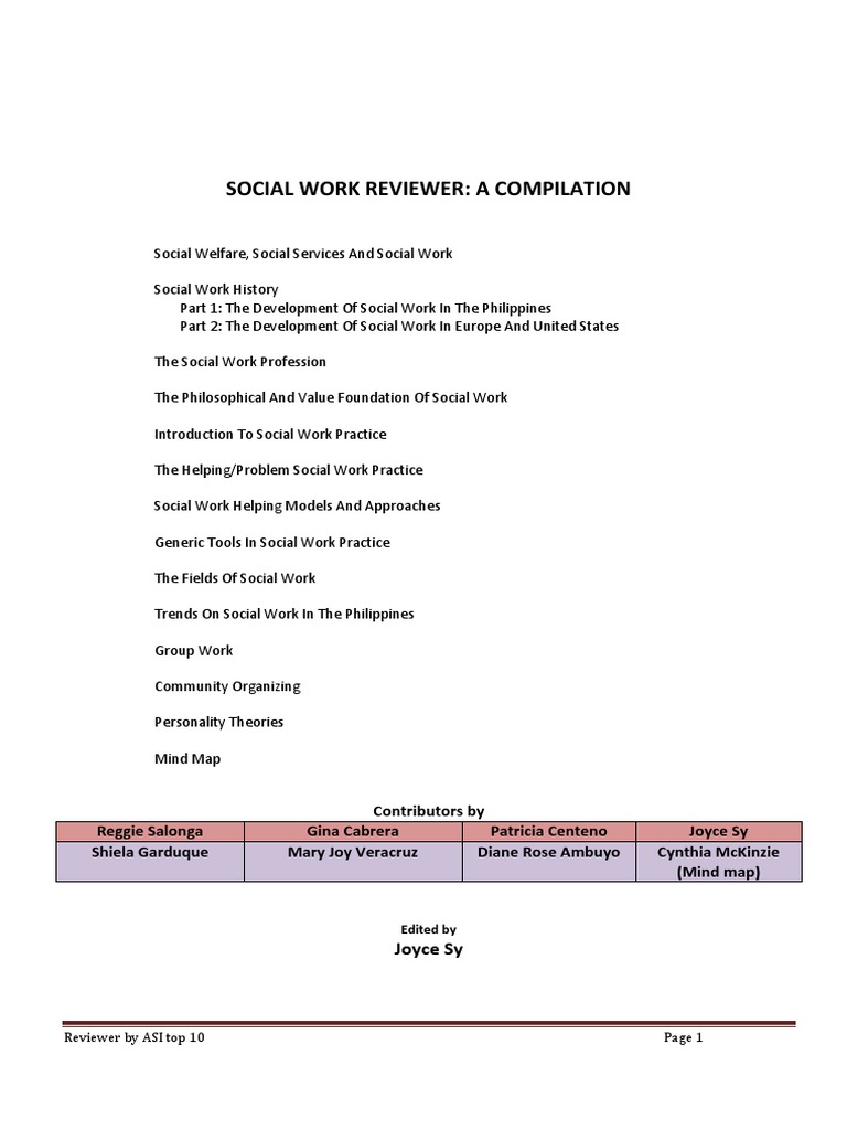 Integrated Social Work Reviewer | PDF | Social Work | Social Security