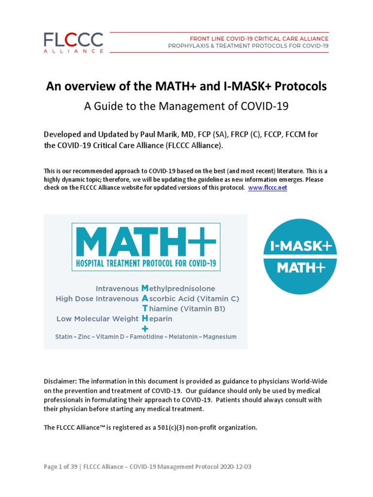 FLCCC Protocols - A Guide To The Management of COVID 19 PDF | PDF ...